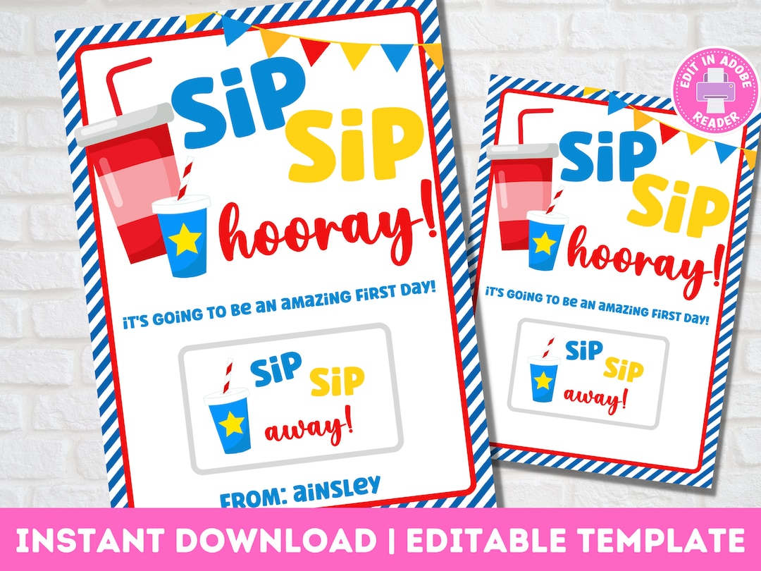 Back to School Gift Card Holder First Day of School Sip Sip - Etsy