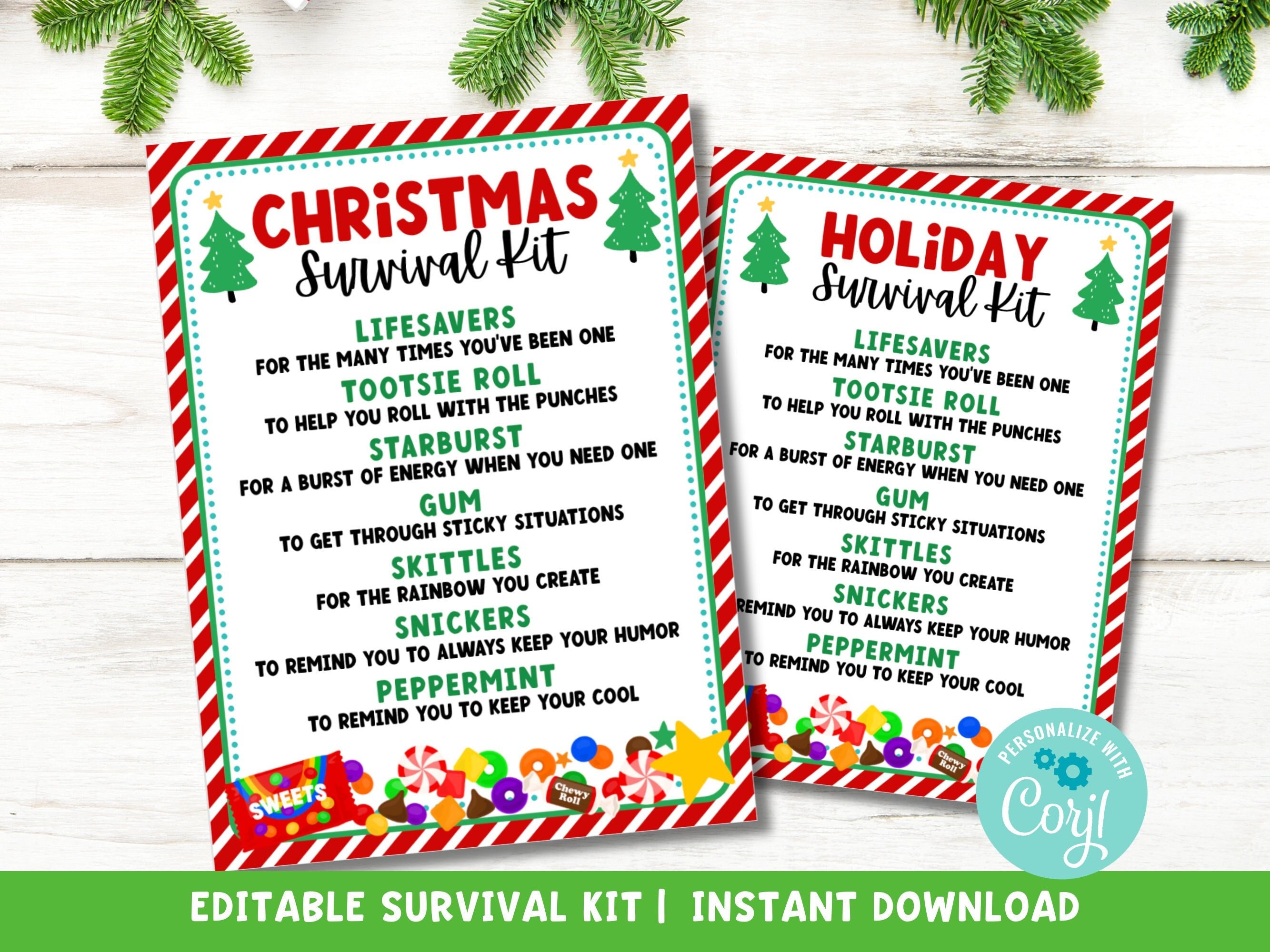 Editable Christmas Survival Kit Printable | Holiday Survival Tag ...