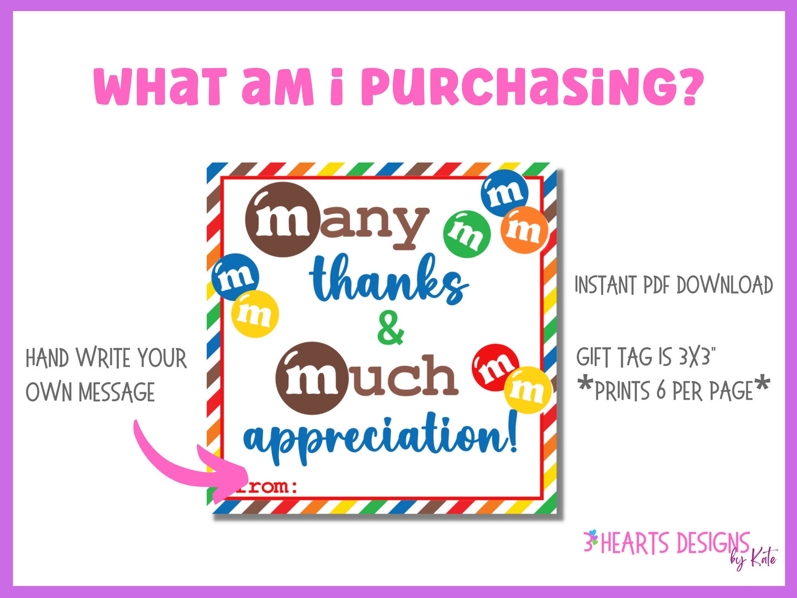 Printable Candy Thank You Tag for Teacher Appreciation, Staff Gratitude ...