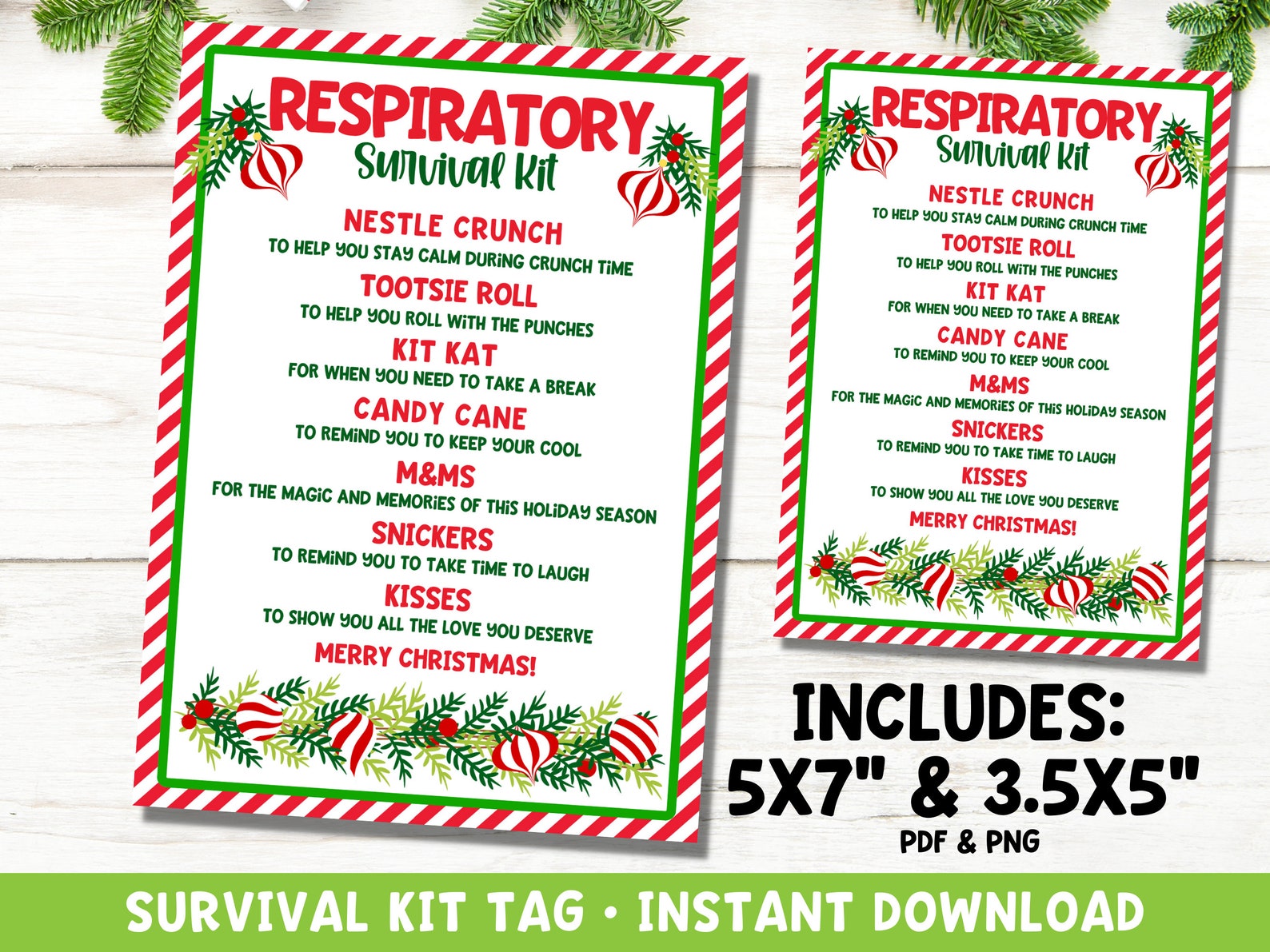 Respiratory Survival Kit Printable Christmas Survival Kit - Etsy