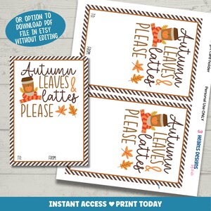 Fall Coffee Gift Card Holder Printable Pumpkin Spice Latte Coffee Gift ...