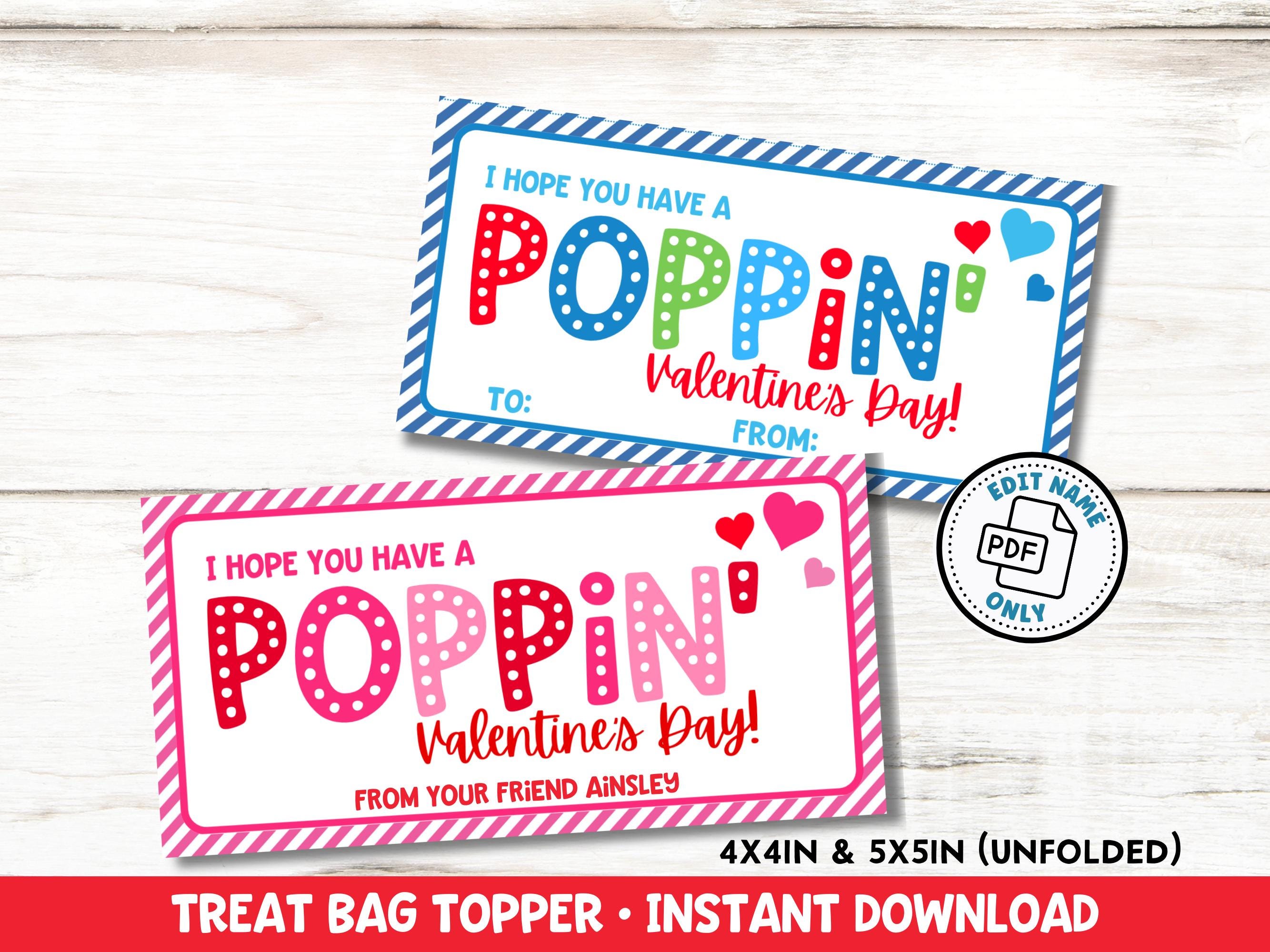 Printable Poppin Valentine Treat Bag Toppers | Instant Download PDF - Etsy