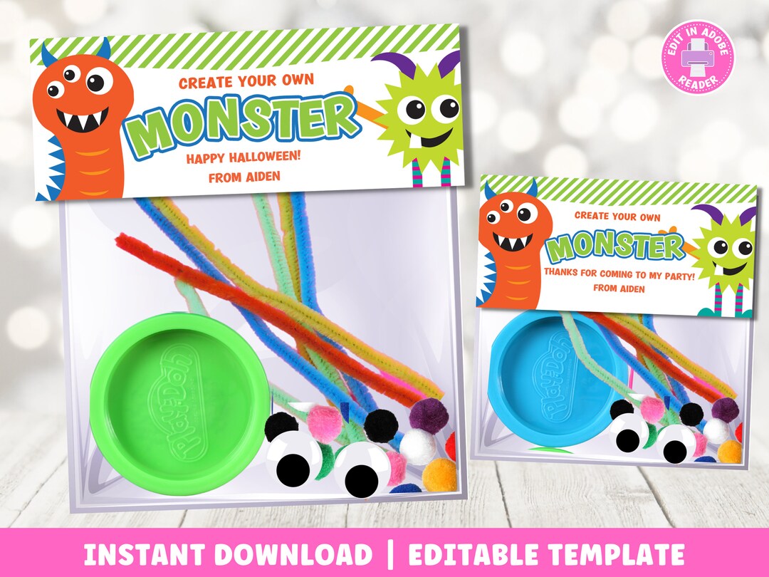 Create Your Own Monster Kit | Printable Halloween Party Favors & Trick ...