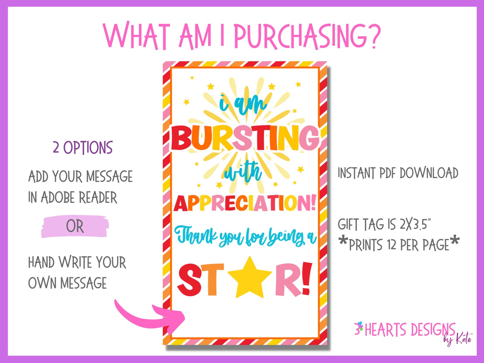 Teacher Appreciation Gift Tag: Star Thank You | PDF Digital Download - Etsy