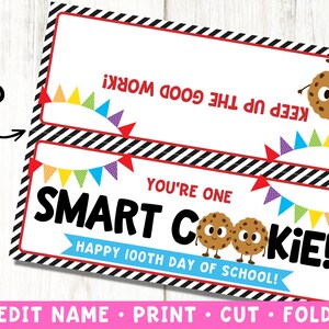 100 Days of School Treat Bag Topper Printable | One Smart Cookie Gift ...