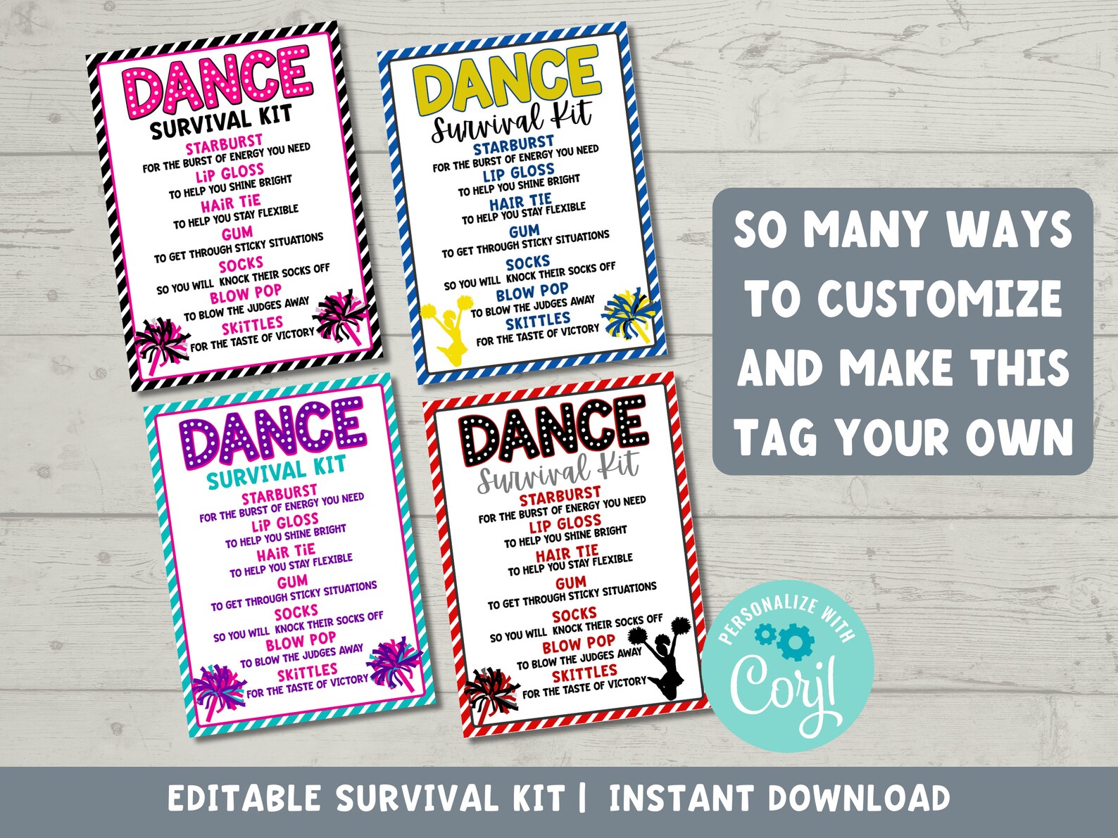 Dance Competition Survival Kit Printable - Editable Good Luck Gift for ...