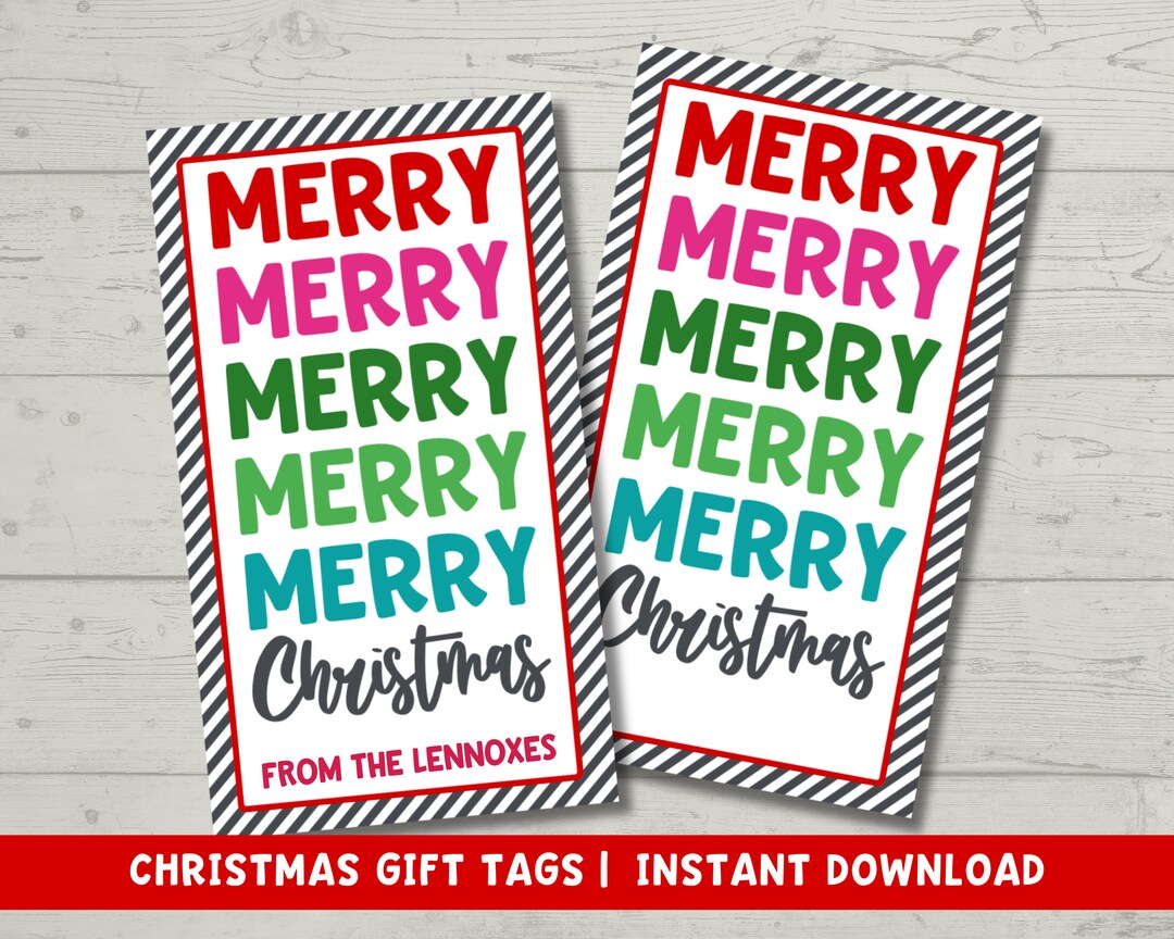 Printable Christmas Gift Tags Merry Christmas Tags Holiday Gift Tags ...