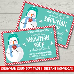 Snowman Soup Gift Tags Hot Cocoa Gift Hot Chocolate Class Gift ...