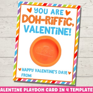 Playdoh Valentine Cards Classroom Valentines A-doh-able Kids Valentines ...