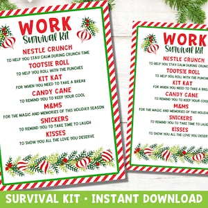 Christmas Work Survival Kit Gift Tag | Instant Download PDF - Etsy
