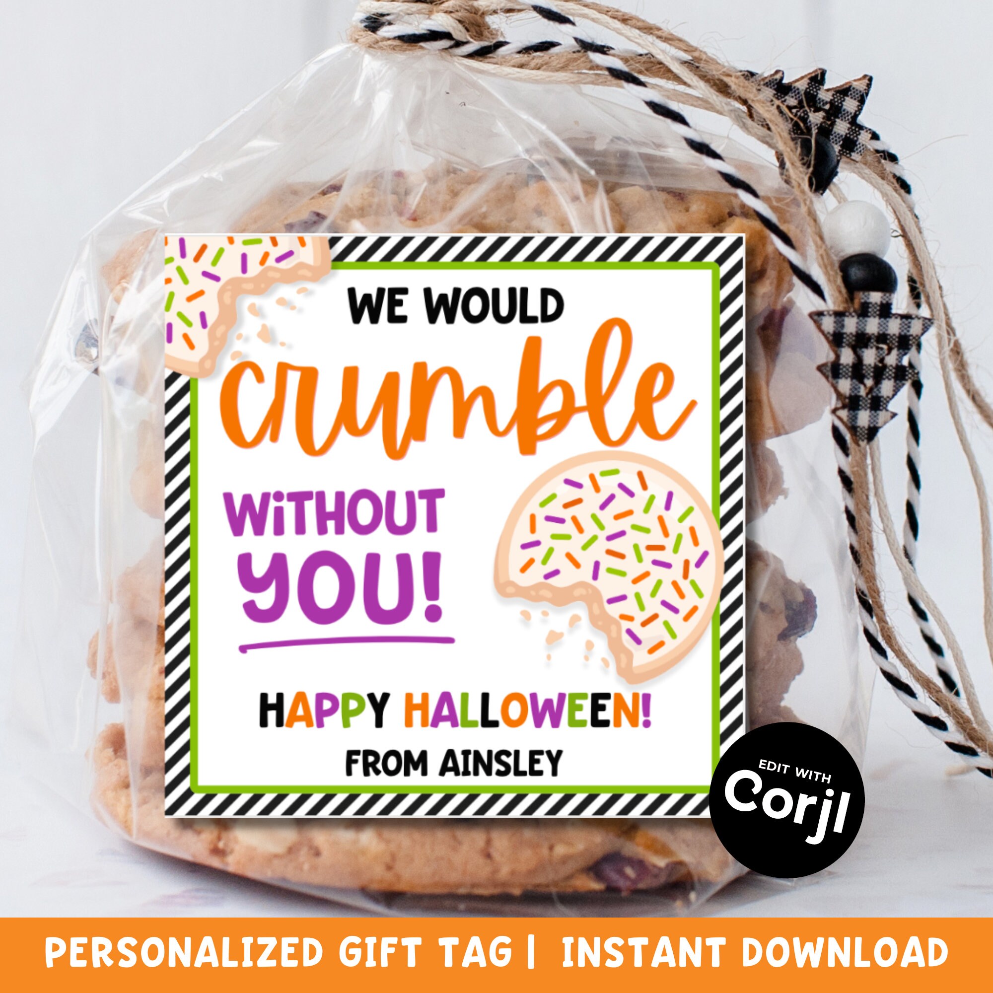 Personalized Halloween Cookie Gift Tag Printable for Teacher and ...