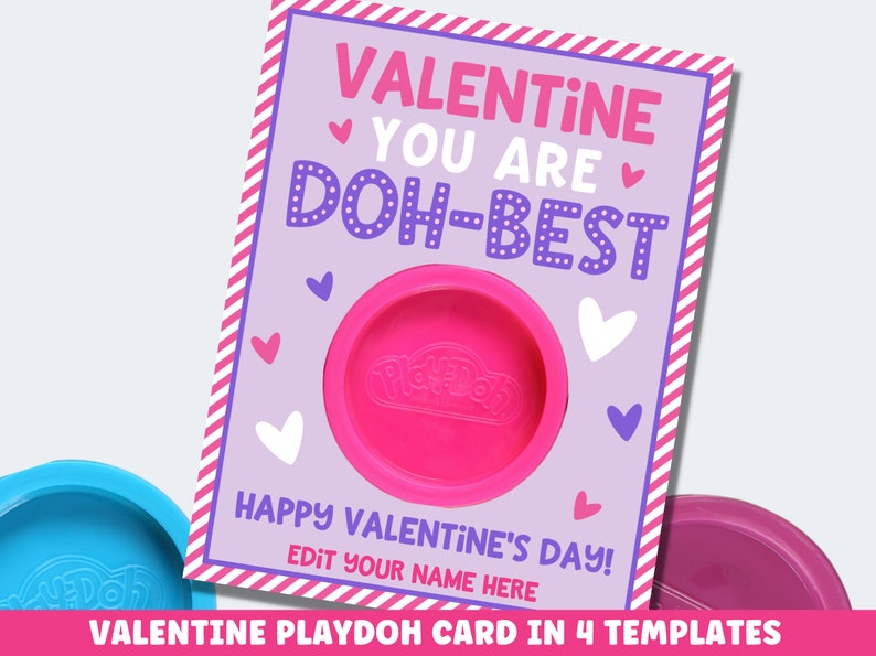 Playdoh Valentine Cards: Editable Classroom Valentines | Instant ...