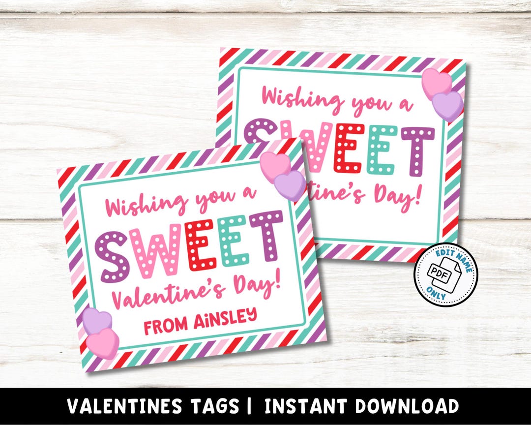 Valentine Treat Tags Printable | Sweet Valentines's Day Class Exchange ...