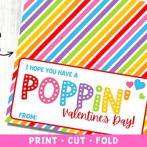 Pop It Valentine Treat Bag Topper Classroom Valentines Printable ...