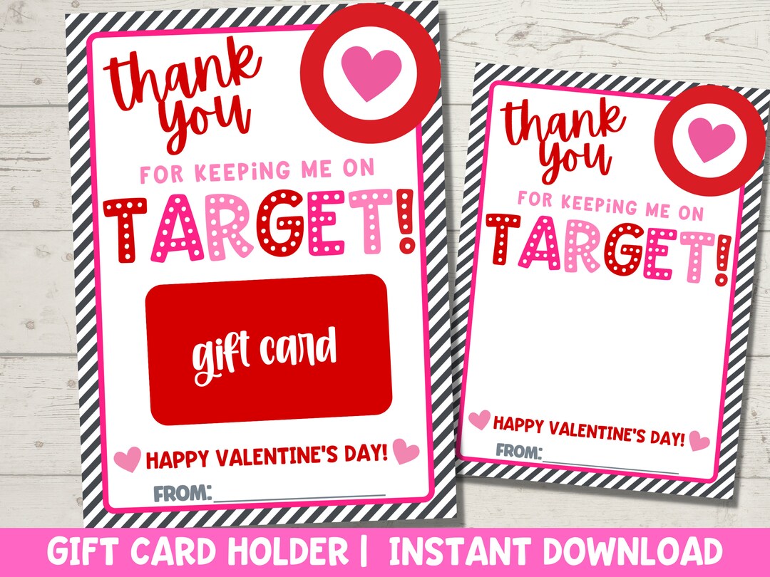 Teacher Valentine Gift Card Holder: "keeping Me on Target" | Instant ...