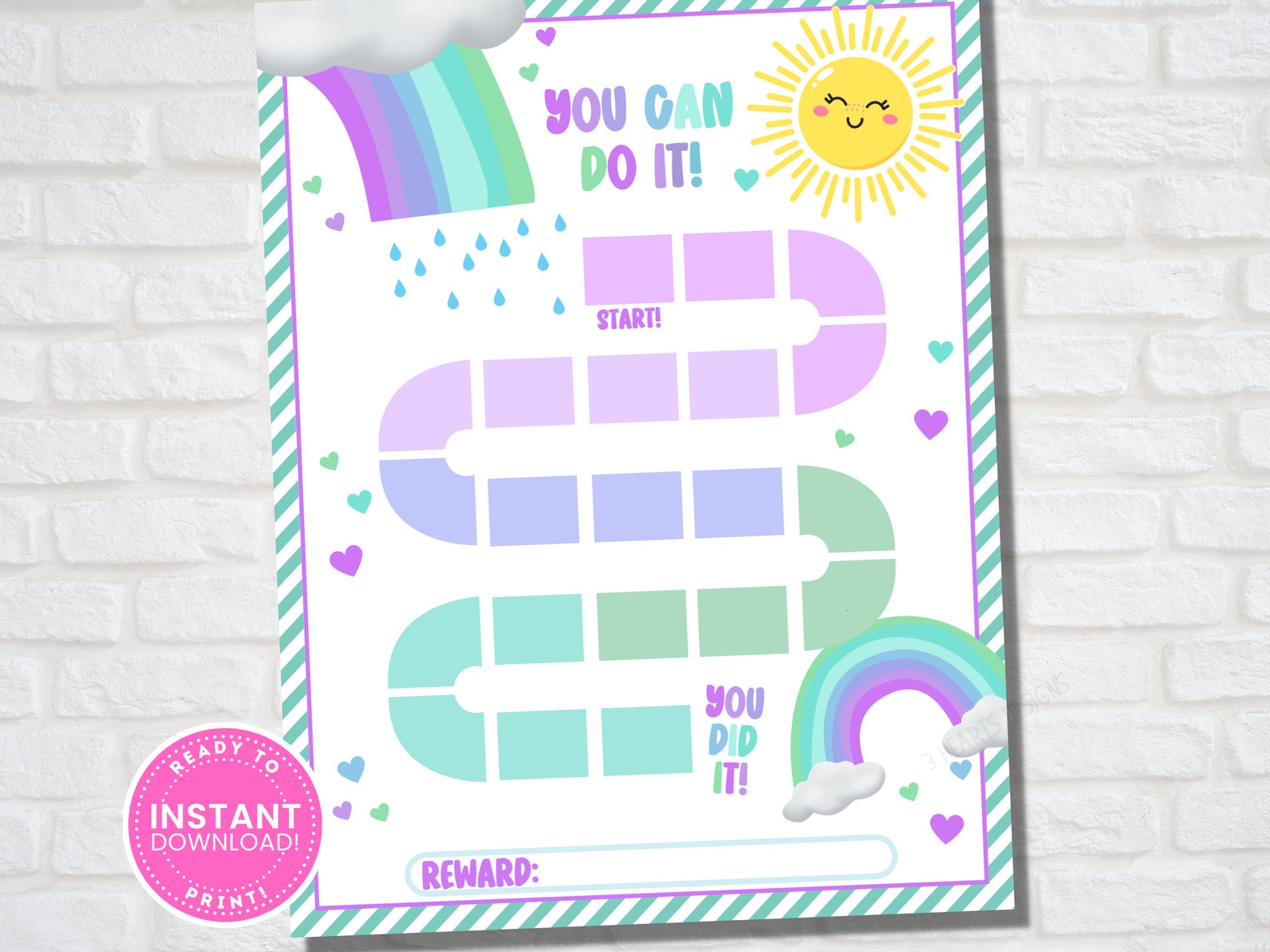 Printable Rainbow Reward Chart Preschool Behavior Chart - Etsy