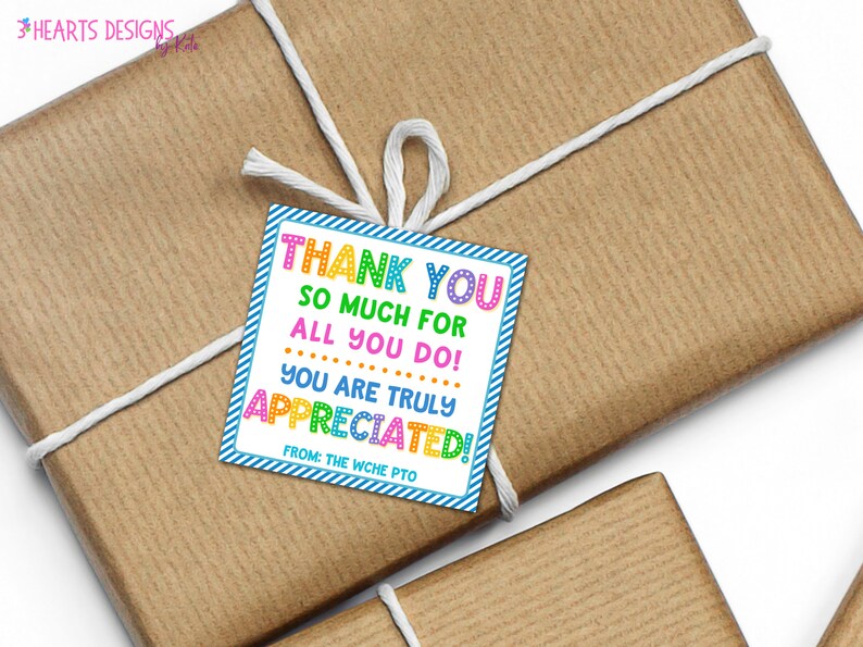 Editable Thank You Tags Teacher Appreciation Staff - Etsy