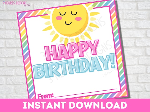 Happy Birthday Tag Printable Birthday Rainbow Gift Tag - Etsy