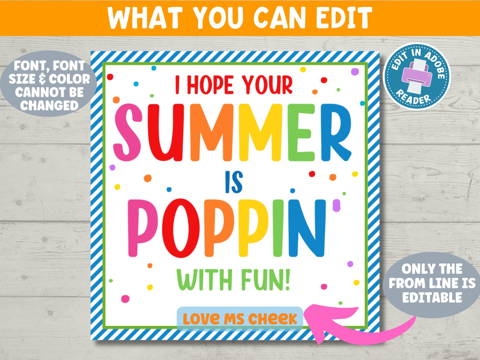 End of School Pop It Gift Tag Printable End of Year Student - Etsy