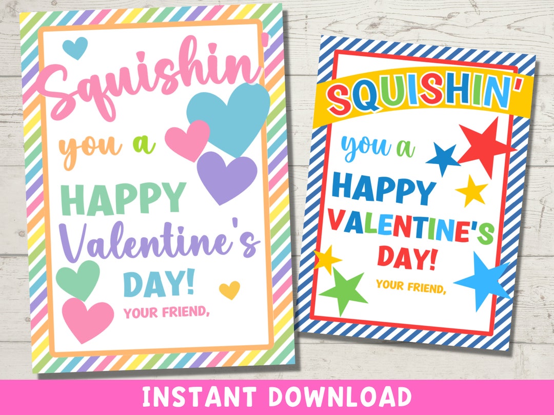 Squishy Valentine Cards Printable | Valentines Day Mochi Squishy Gift ...