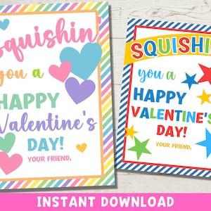 Squishy Valentine Cards Printable | Valentines Day Mochi Squishy Gift ...
