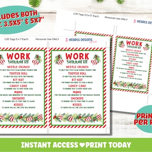 Christmas Work Survival Kit Gift Tag | Instant Download PDF - Etsy