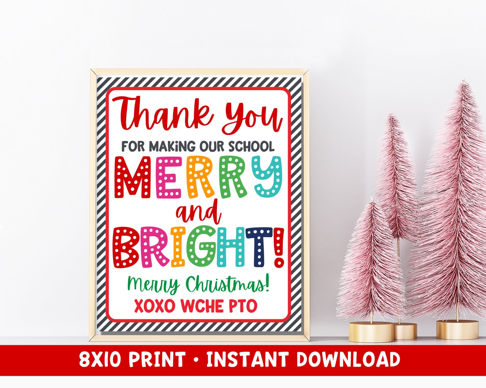 Teacher Appreciation Sign Printable | Christmas Sign Merry and Bright ...