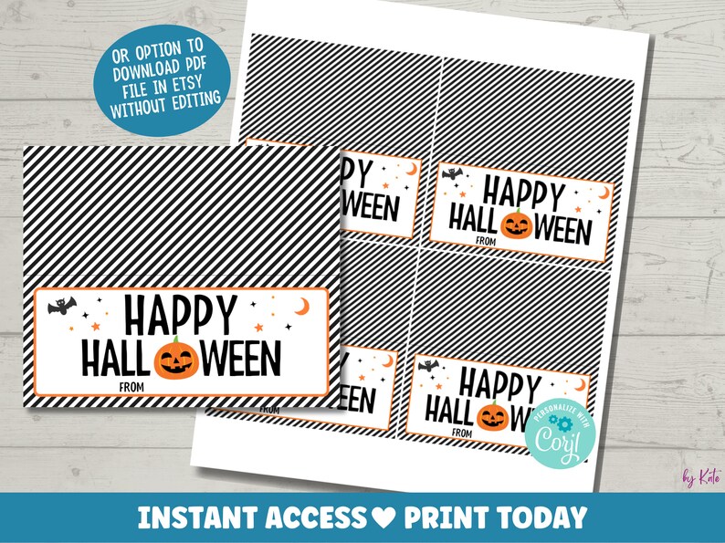 Editable Halloween Treat Bag Topper: Kids Party Favor | Corjl PDF - Etsy