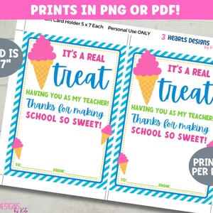 Teacher Appreciation Gift Card Holder Printable | Ice Cream Gift Card ...