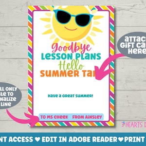 End of Year Teacher Gift Card Holder Printable | Teacher Appreciation ...