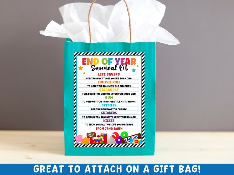 Teacher Survival Kit Gift Tag: End of Year Printable | Instant Download ...