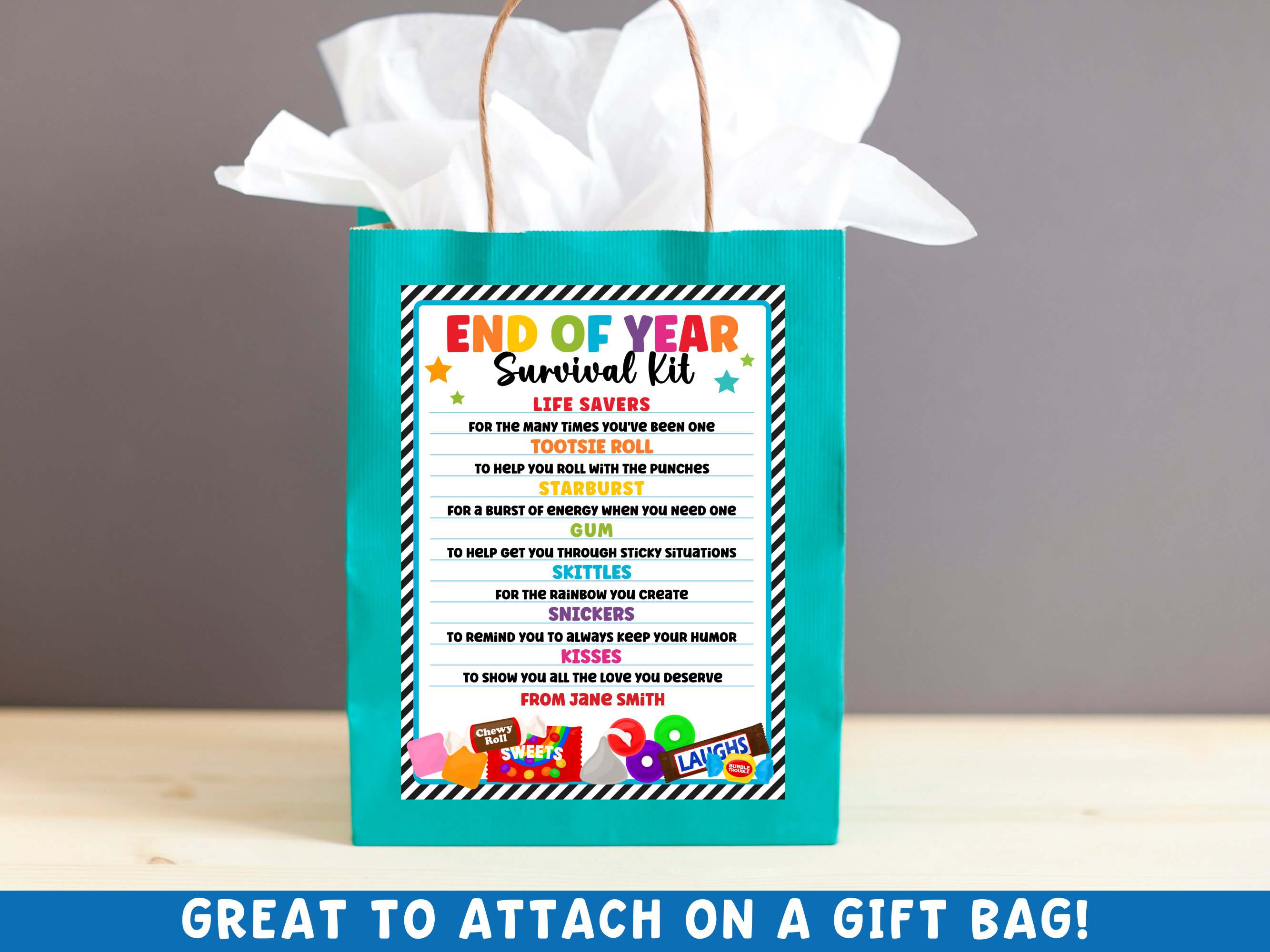 Teacher Survival Kit Gift Tag: End of Year Printable | Instant Download ...