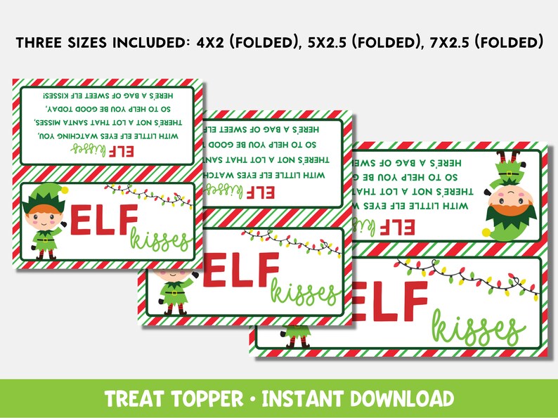 Elf Kisses Treat Bag Topper Christmas Sweets Goody Bag Tags - Etsy