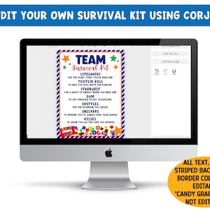 Editable Printable Team Survival Kit Staff Appreciation Candy Tag Gift ...