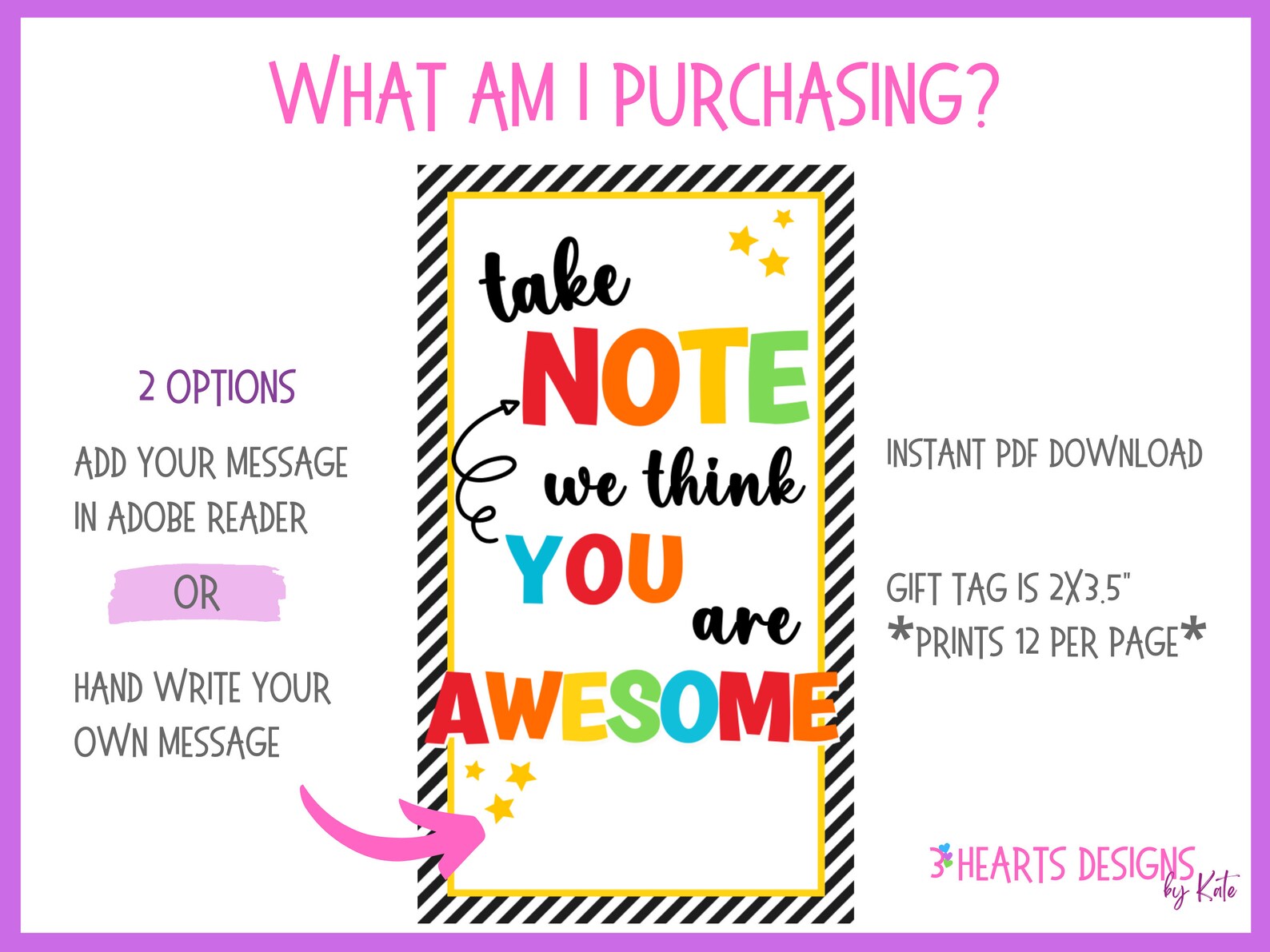 Teacher Gift Tag Take Note You Are Awesome Gift Tag Thank - Etsy