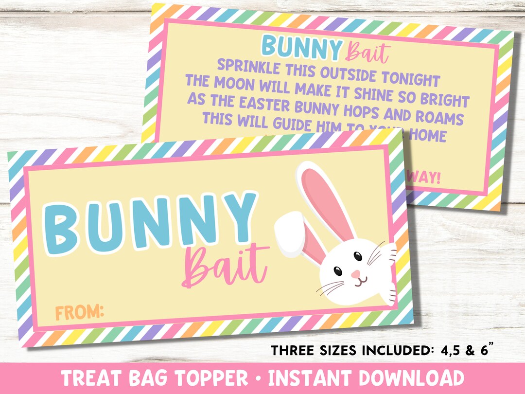 Easter Bunny Bait Treat Bag Topper: Printable Gift Tag | Instant ...
