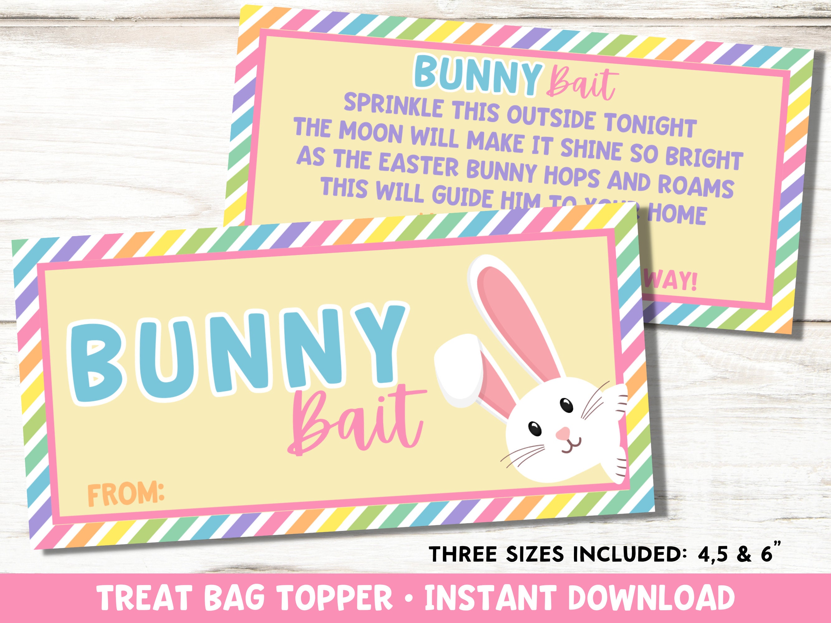 Easter Bunny Bait Treat Bag Topper: Printable Gift Tag | Instant ...