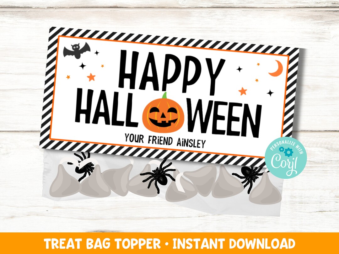 Editable Halloween Treat Bag Topper: Kids Party Favor | Corjl PDF - Etsy