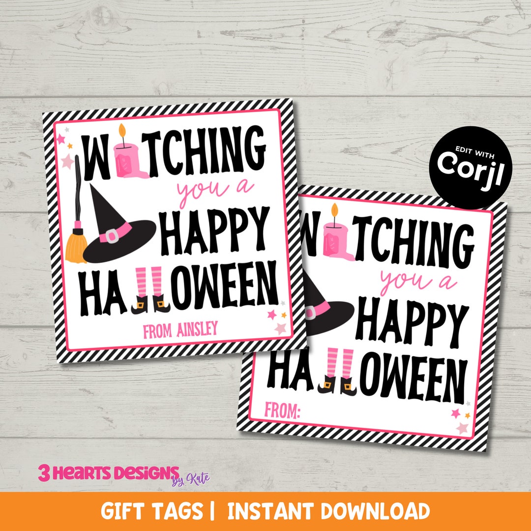 Printable Pink Halloween Favor Tags | Cute Witch Cookie Tags ...