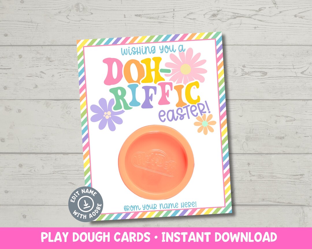 Easter Play Dough Cards Printable | Pastel Non Candy Easter Gift for ...