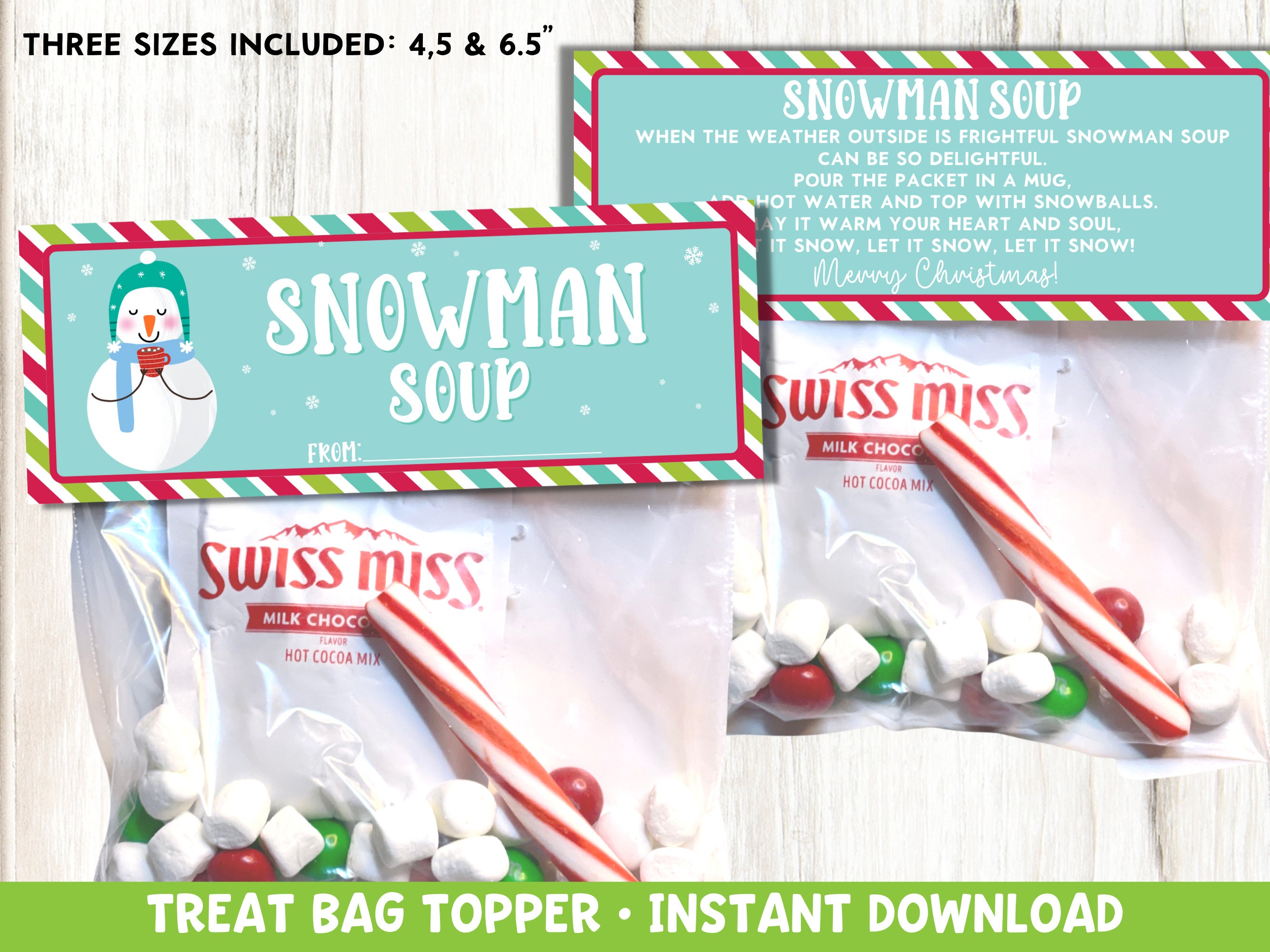 Snowman Soup Treat Bag Topper Hot Cocoa Gift Hot Chocolate - Etsy