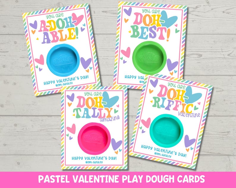 Personalized Playdoh Valentine Cards: Rainbow Classroom Gift Tags ...