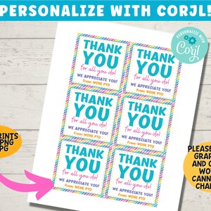 Personalized Appreciation Gift Tag for Teacher Nurse Staff Employee PTO ...