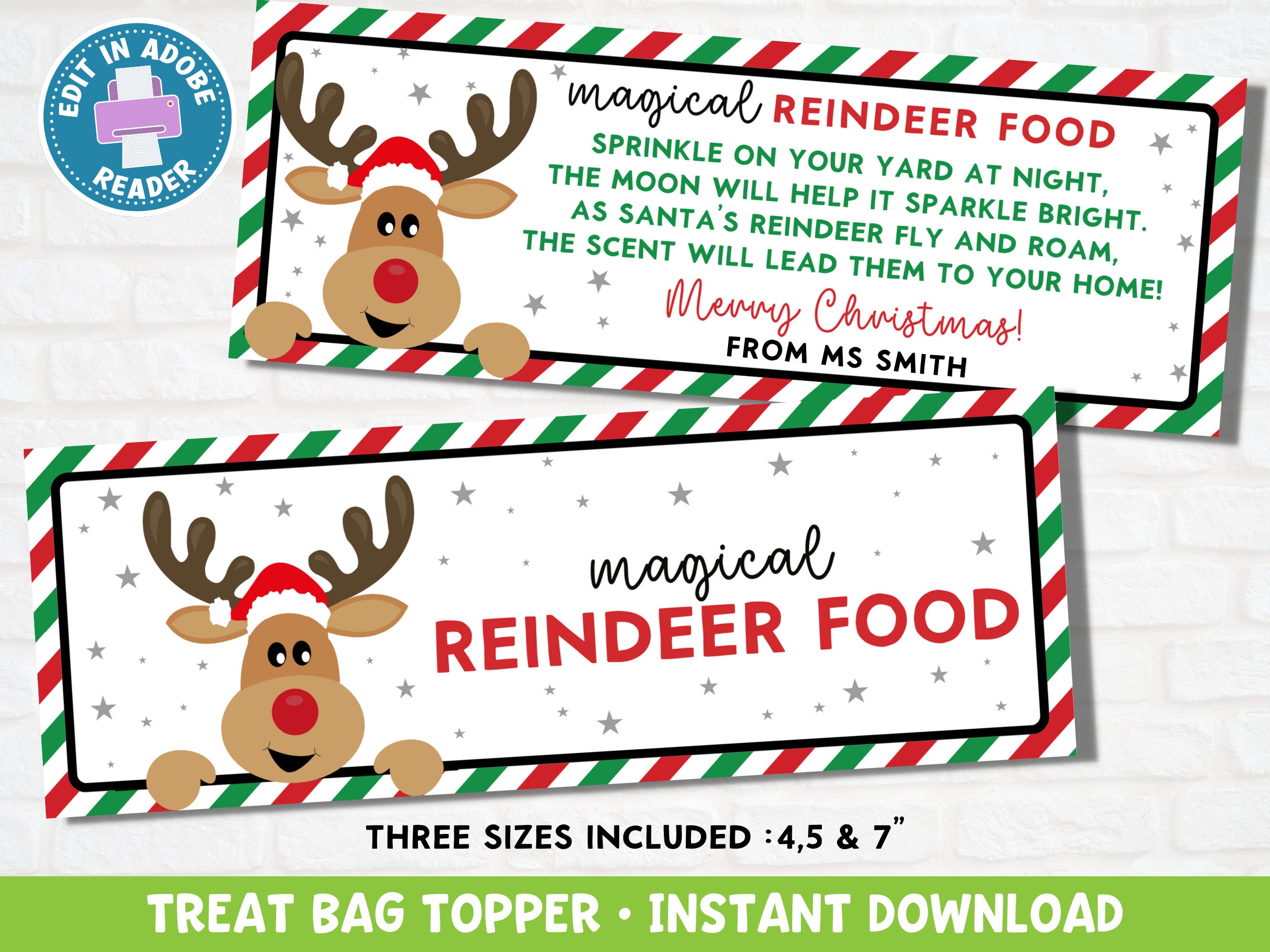 Magic Reindeer Food Treat Bag Topper Printable Christmas Eve - Etsy