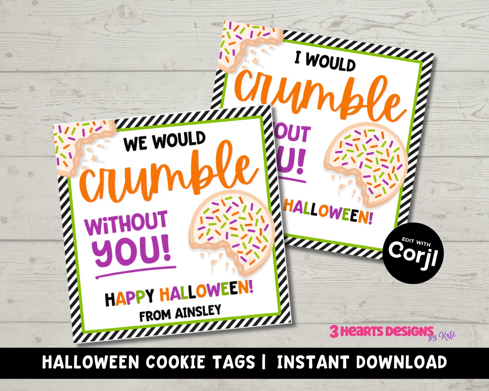 Personalized Halloween Cookie Gift Tag Printable for Teacher and ...
