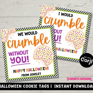 Personalized Halloween Cookie Gift Tag Printable for Teacher and ...