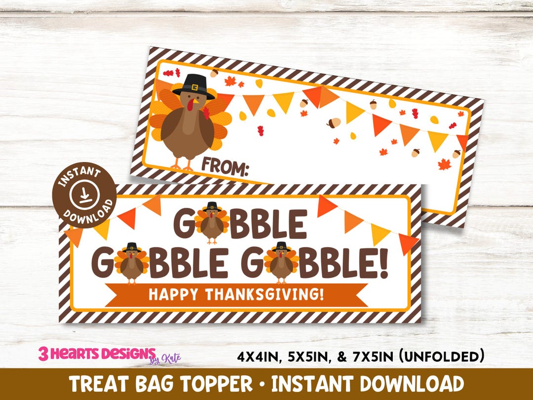 Thanksgiving Goodie Bag Toppers | Fall Treat Tags | Digital Cookie ...