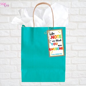 Teacher Gift Tag | Take Note You Are Awesome Gift Tag | Thank You ...