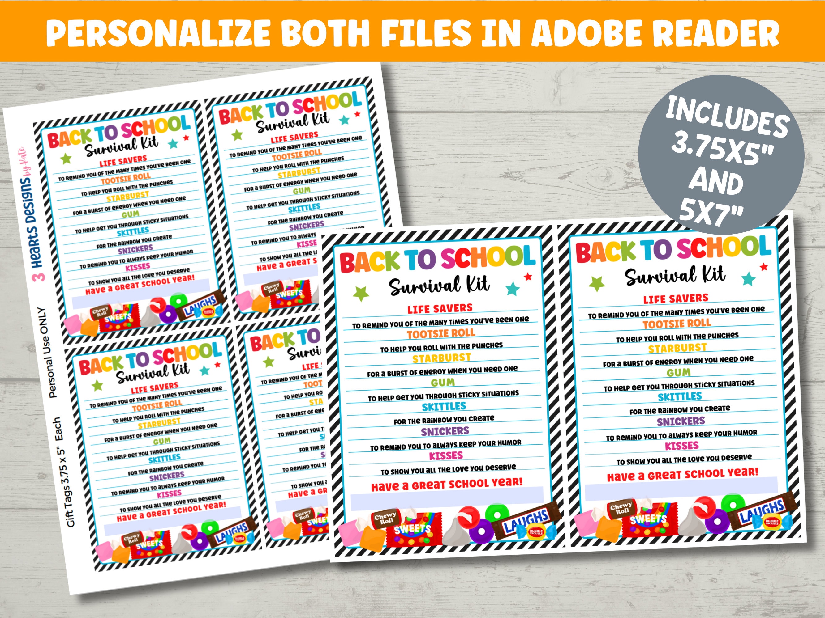 Printable Back to School Survival Kit for Teachers - First Day Gift ...