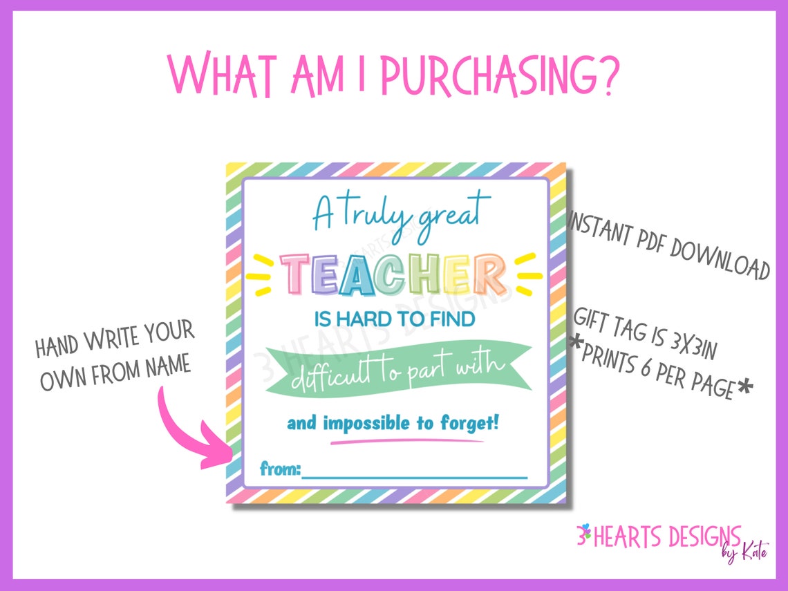 Teacher Appreciation Gift Tag Amazing Teacher Gift Tag End - Etsy